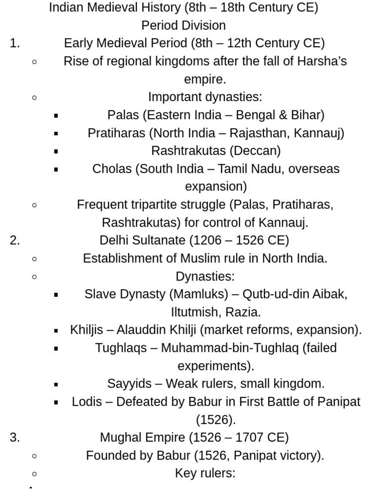 Here's A Clear and Concise Note On Indian Medieval History Indian ...