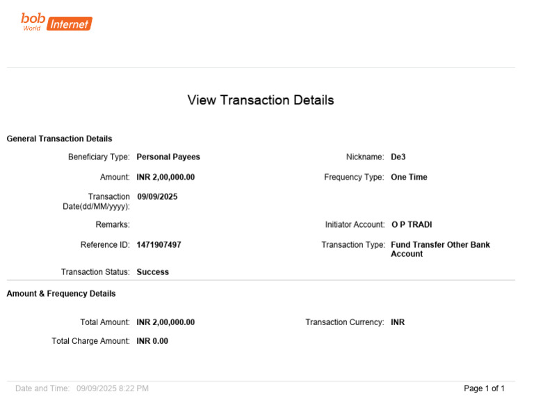 View Transaction Details: Beneficiary Type: Nickname: Amount: Frequency ...