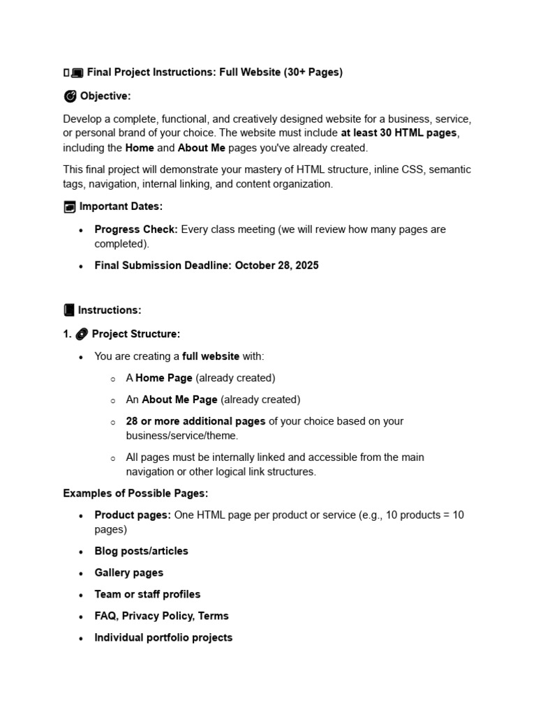 Final Project 30 Pages | PDF | Html | Websites