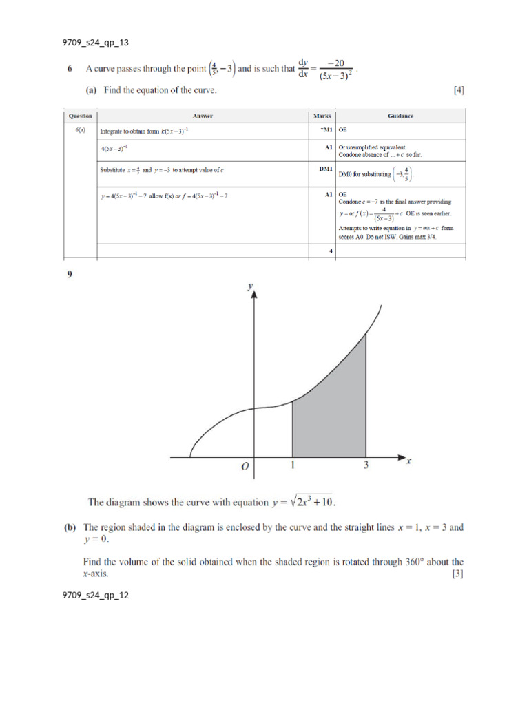 AICE Math Integral Past Papers | PDF