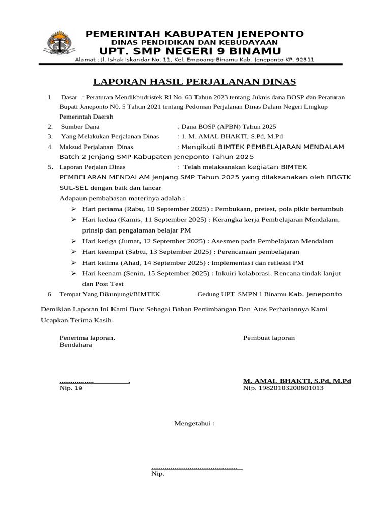Laporan SPPD Kegiatan | PDF