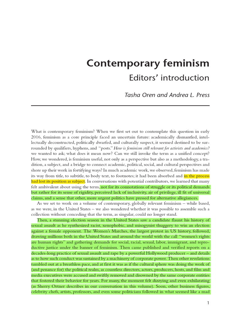 Understanding Contemporary Feminism | PDF | Feminism | Gender Studies