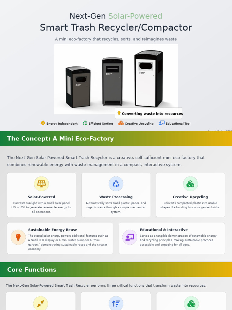 Next-Gen Solar-Powered Smart Trash Recycler | PDF | Recycling | Waste ...