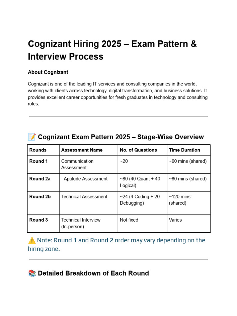 Cognizant Exam Pattern | PDF