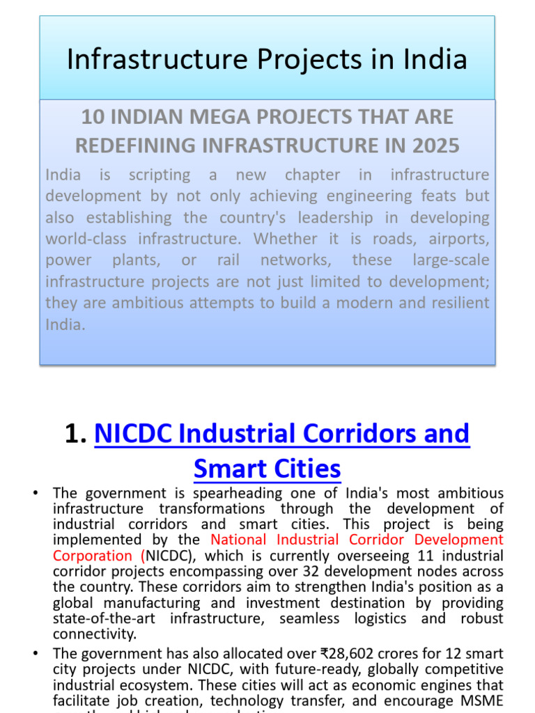 Infrastructure Projects in India | PDF | Infrastructure | Transport