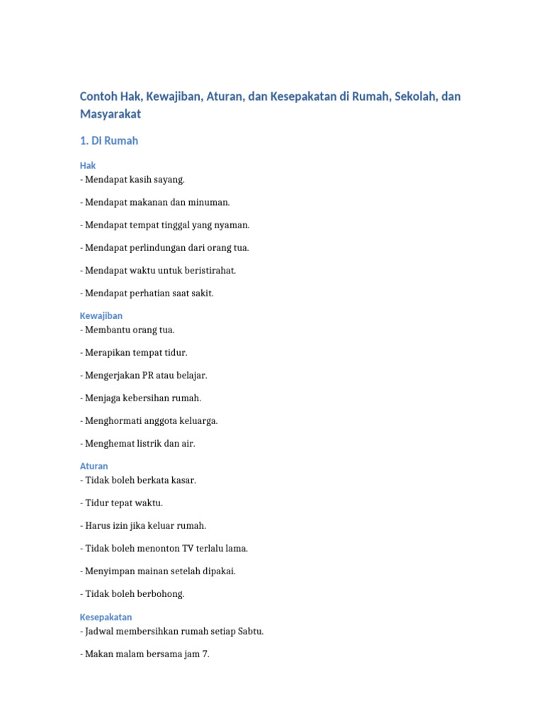 Hak Kewajiban Aturan Kesepakatan | PDF