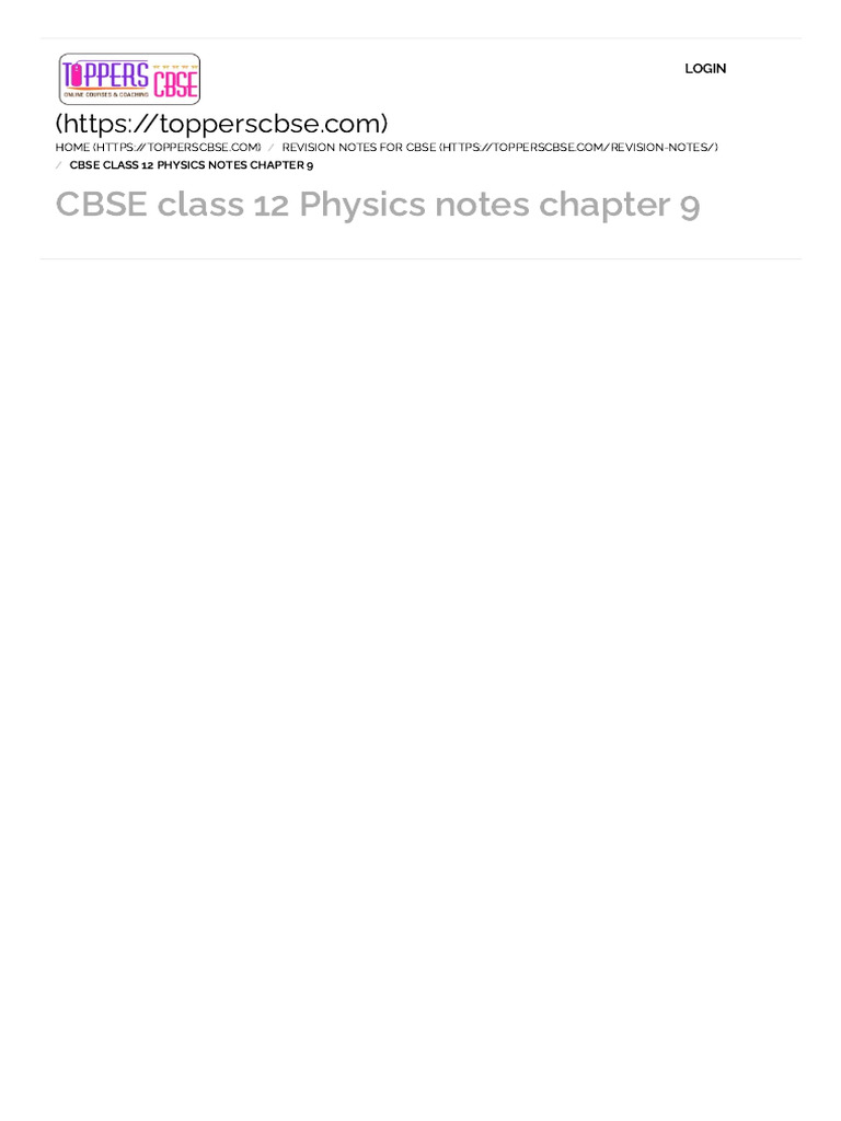 CBSE Class 12 Physics Chapter 9 Notes | PDF