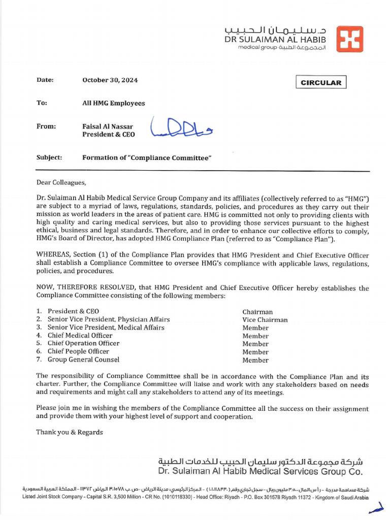 Formation of Compliance Committee | PDF