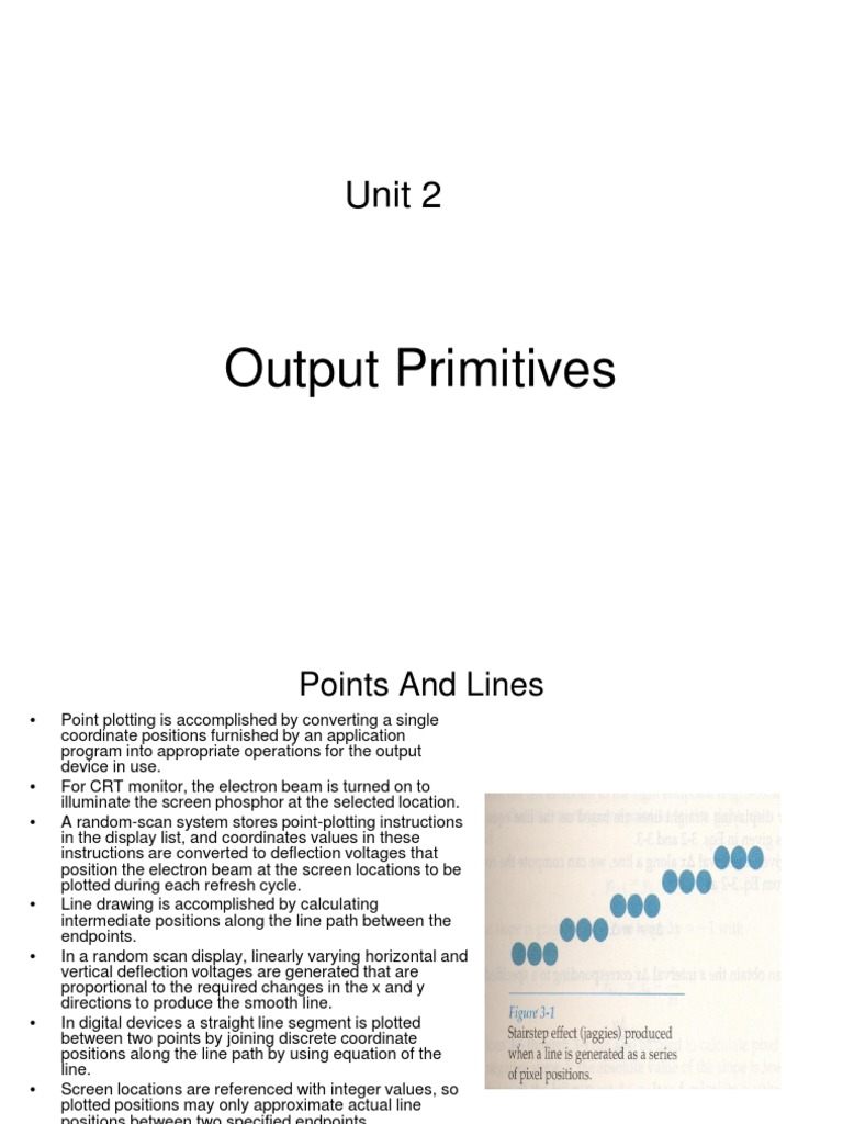 Output Primitives | PDF | Circle | Cartesian Coordinate System