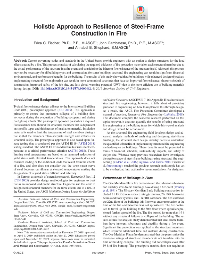 Resilience in Steel-Frame Fire Design | PDF | Beam (Structure) | Civil ...