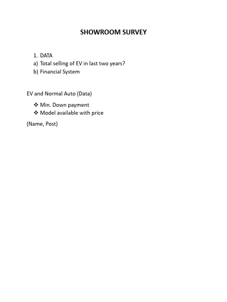 Showroom Survey | PDF