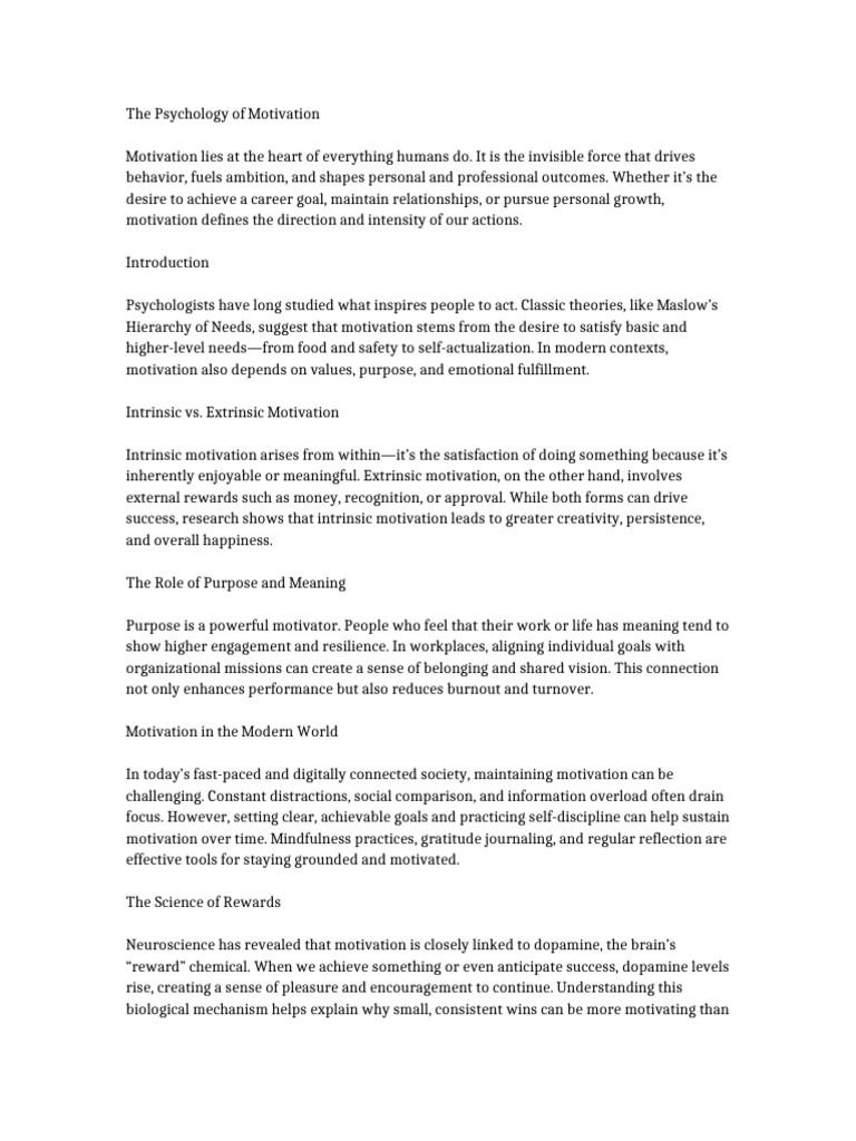 The Psychology of Motivation | PDF | Motivational | Motivation