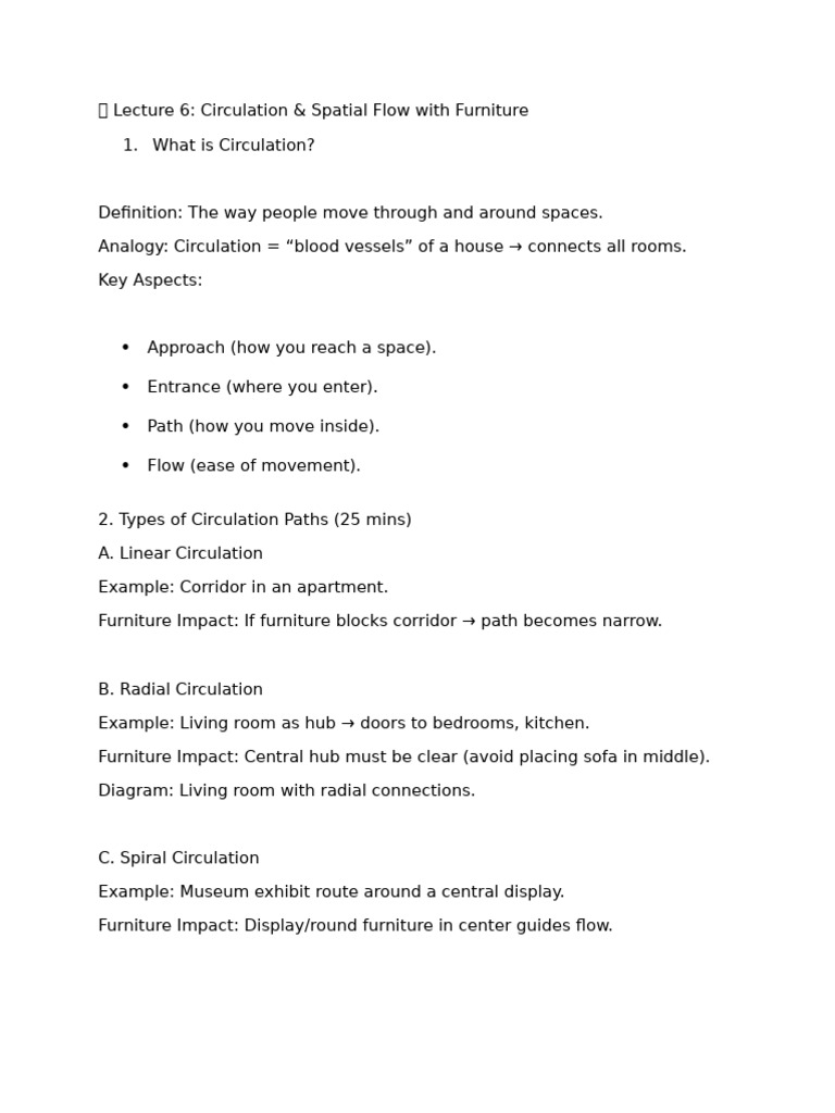 Lecture 5 Circulation and Furniture Placement | PDF