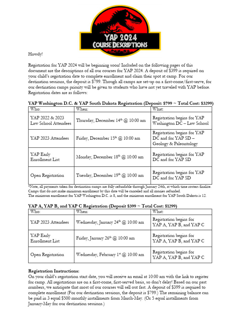 YAP 2024 Registration Information KKKKKKKKKKK | PDF | Chemistry ...