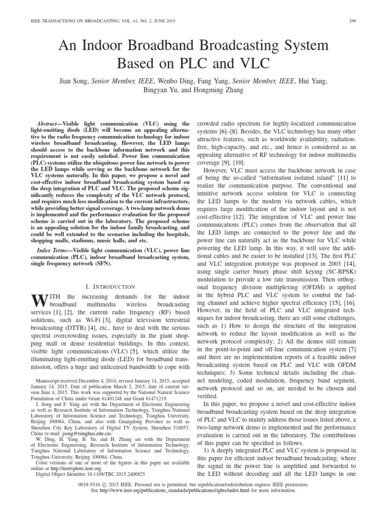 An Indoor Broadband Broadcasting System Based on PLC and VLC | PDF ...