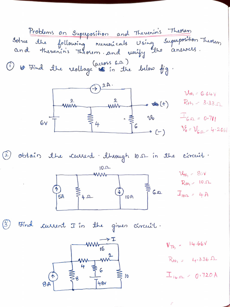 Numericals On Superposition and Thevenin's Theorems | PDF
