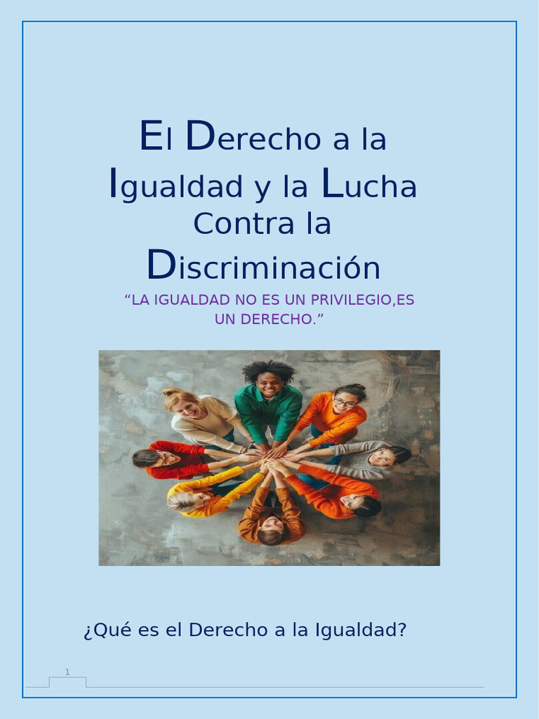 El Derecho a La Igualdad y La Lucha Contra La Discriminación (1) | PDF | Discriminación ...