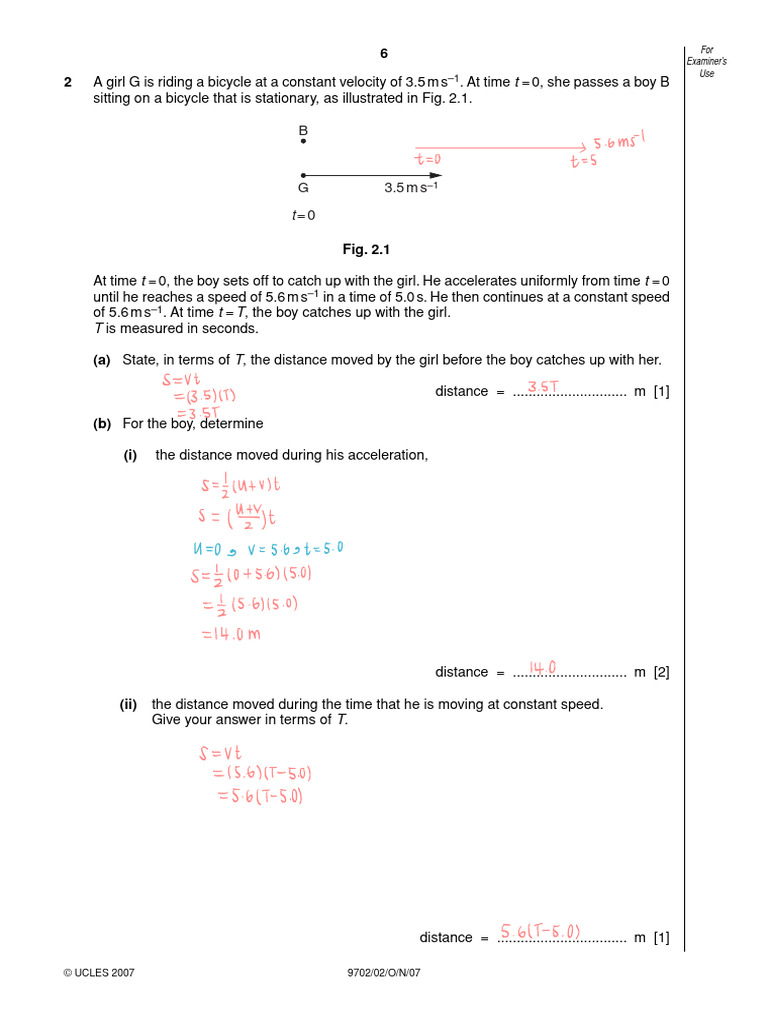 Kinematic Questions 2 - With Working | PDF | Speed | Acceleration