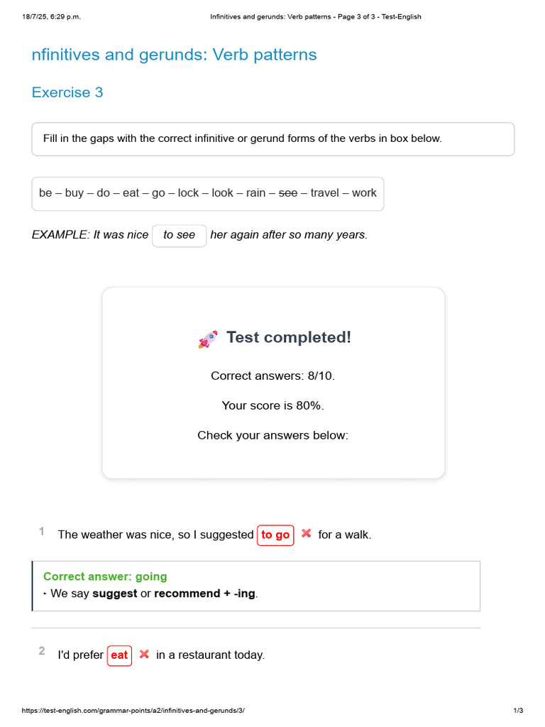 Infinitives and Gerunds - Verb Patterns | PDF | Verb | Syntax