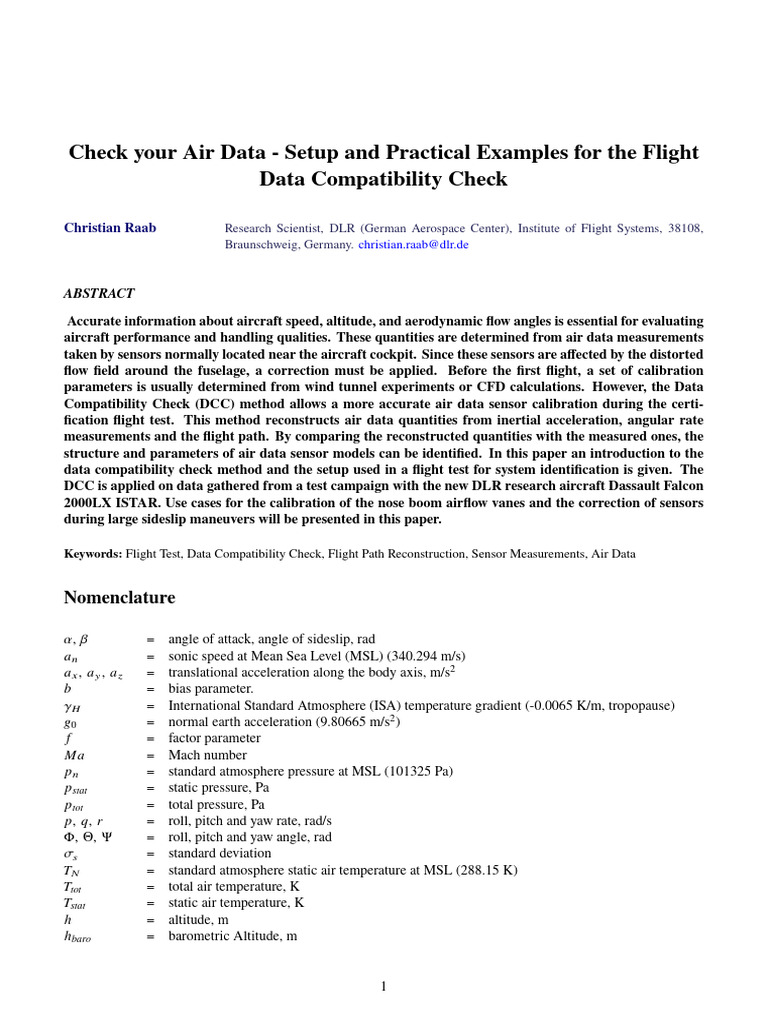 Check Your Air Data - Setup and Practical Examples For The Flight | PDF ...