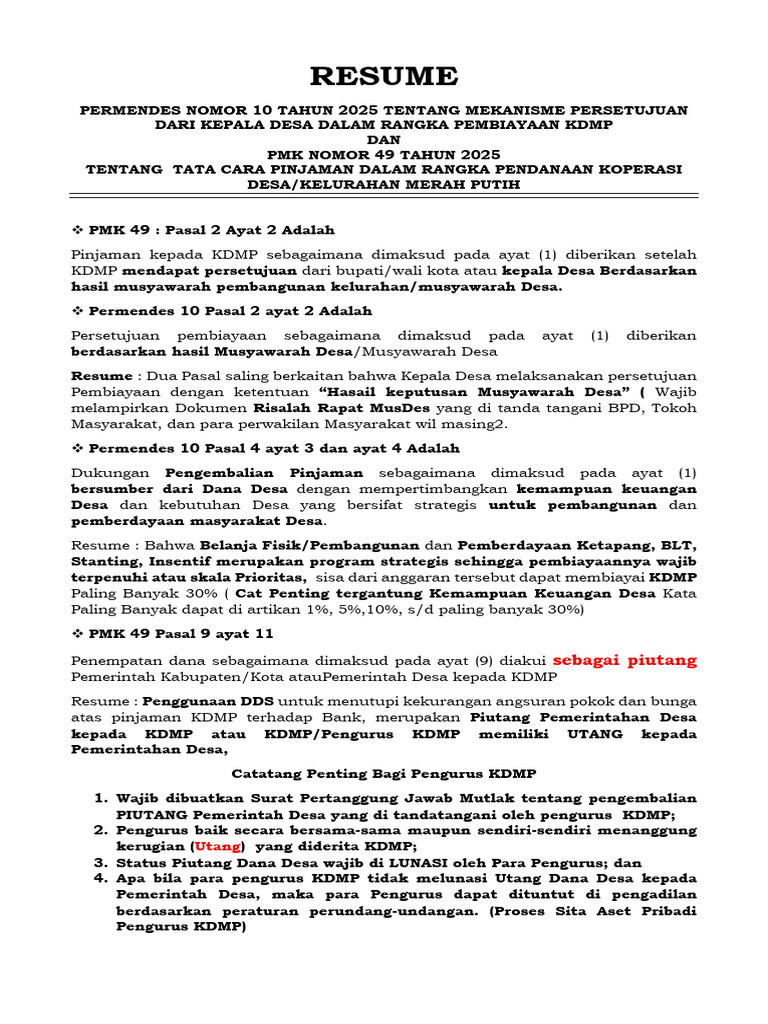 Resume KDMP | PDF