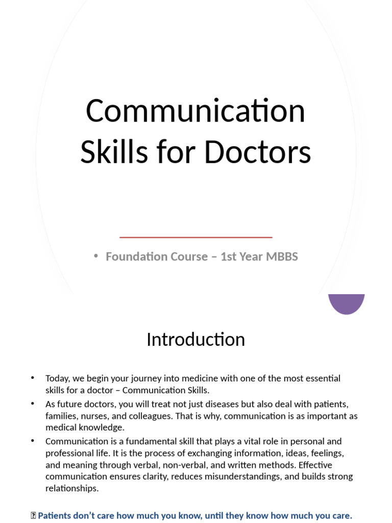 Communication Skills For Doctors | PDF | Communication | Nonverbal ...