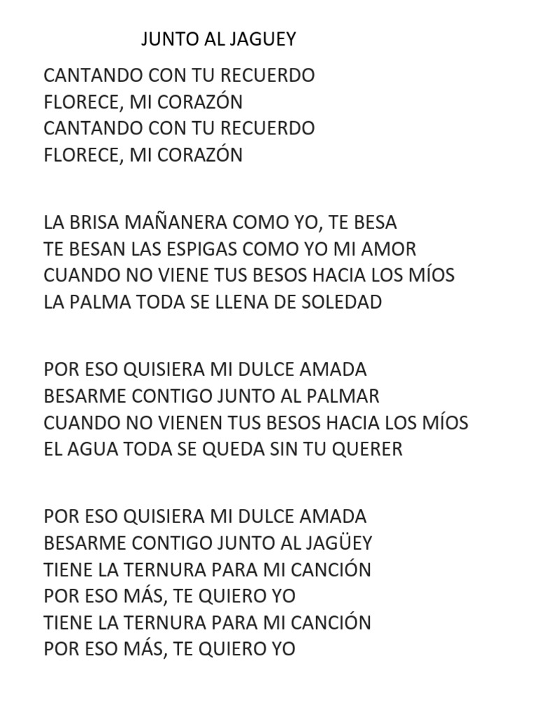 Junto Al Jaguey Letra de Canción | PDF