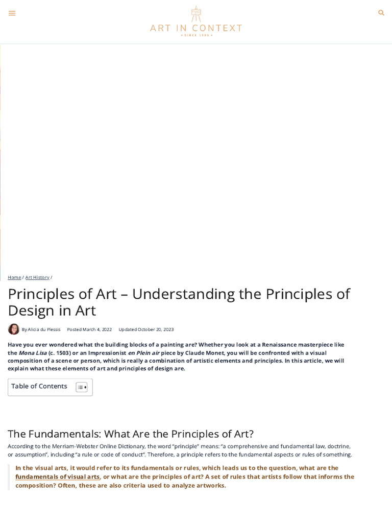 Principles of Art - Understanding the Principles of Design in Ar | PDF ...
