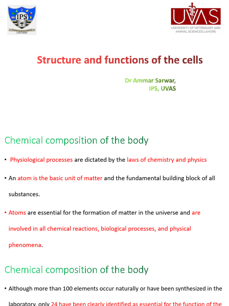 Essential Elements and Cell Functions | PDF | Endoplasmic Reticulum ...