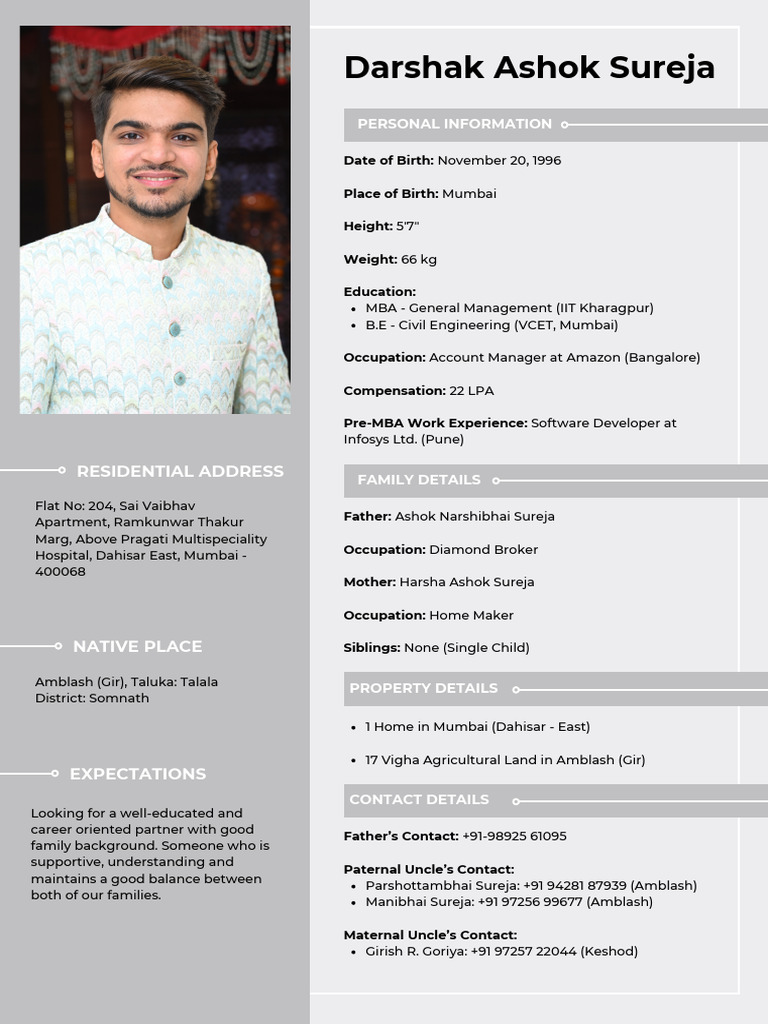 Bio Data - Darshak Sureja-2 | PDF
