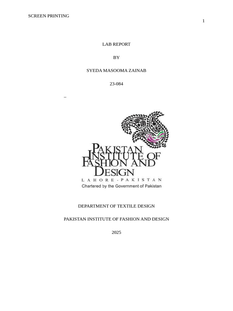 Screen Printing Lab Report Overview | PDF | Printing | Industrial Processes