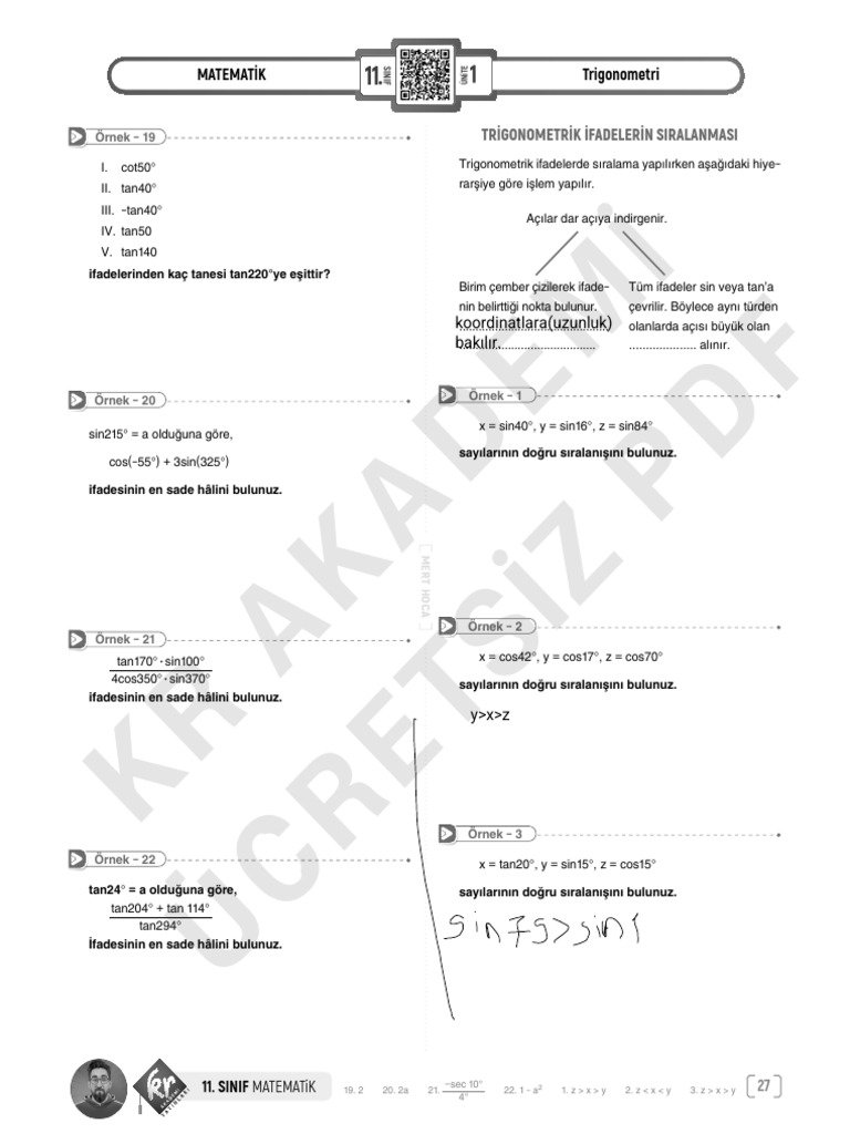 11 Matematik VDK 2024 14. DERS Mert Hoca | PDF