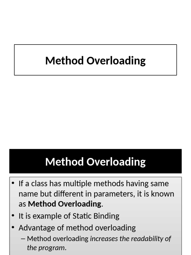 Understanding Method Overloading in Java | PDF | Inheritance (Object ...