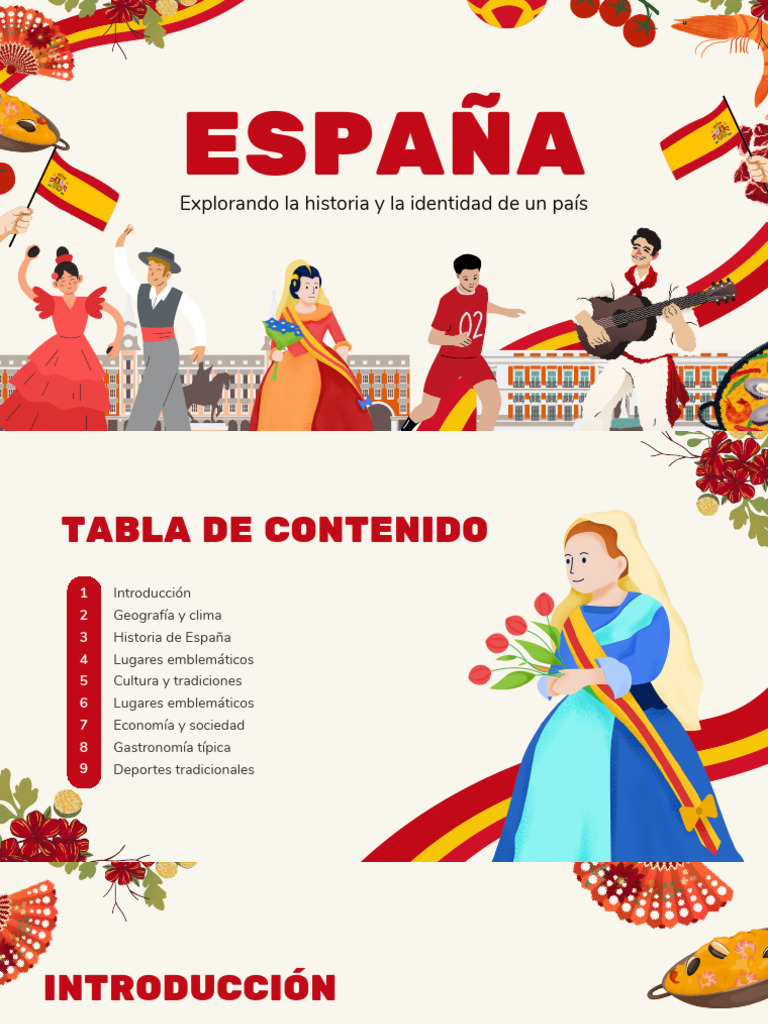 Presentación Cultura y Tradiciones de España Ilustrativo Divertido Rojo ...
