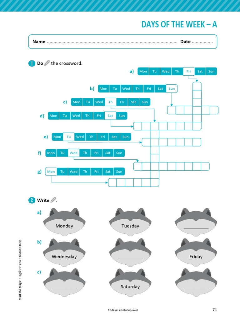 Graded Worksheet - Days of The Week - A | PDF