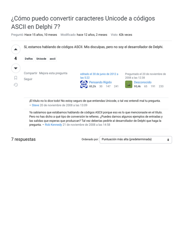 ¿Cómo Puedo Convertir Caracteres Unicode A Códigos ASCII en Delphi 7 - Stack Overflow en Español ...