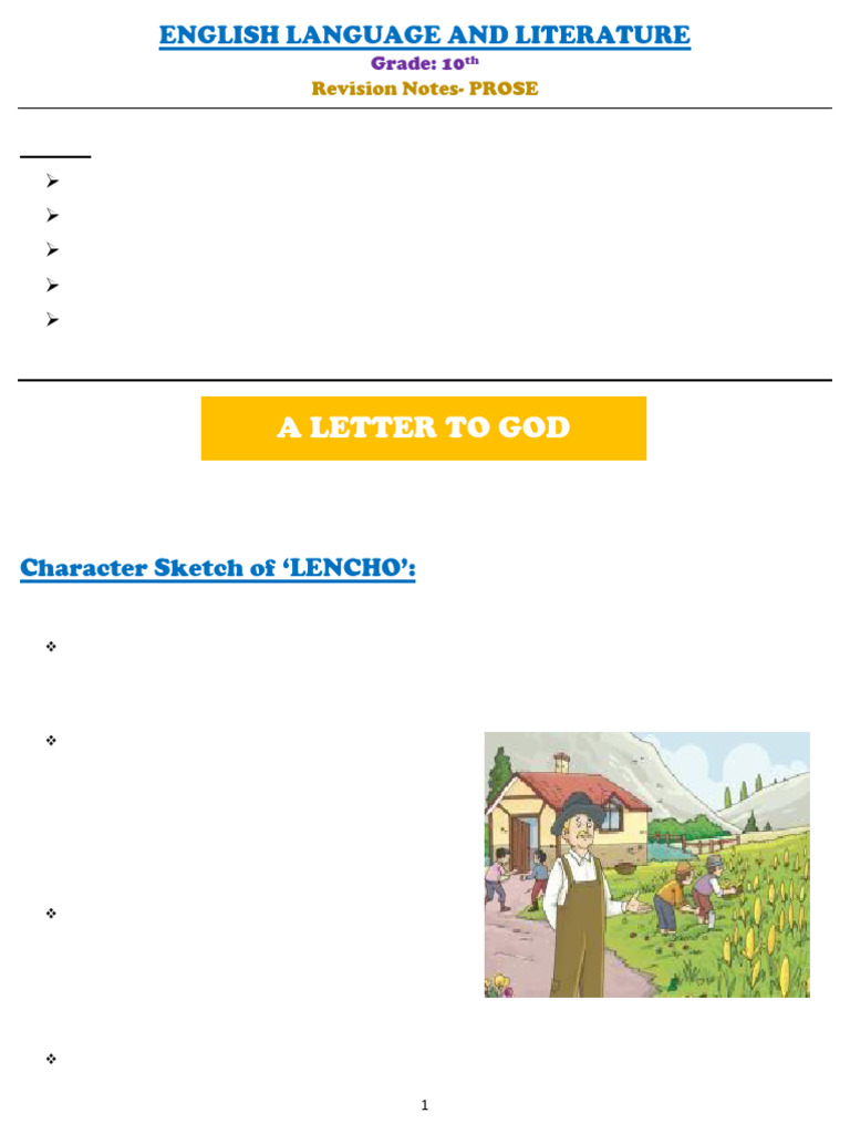 Character Sketches for Class 10 Prose | PDF | Faith | Tea