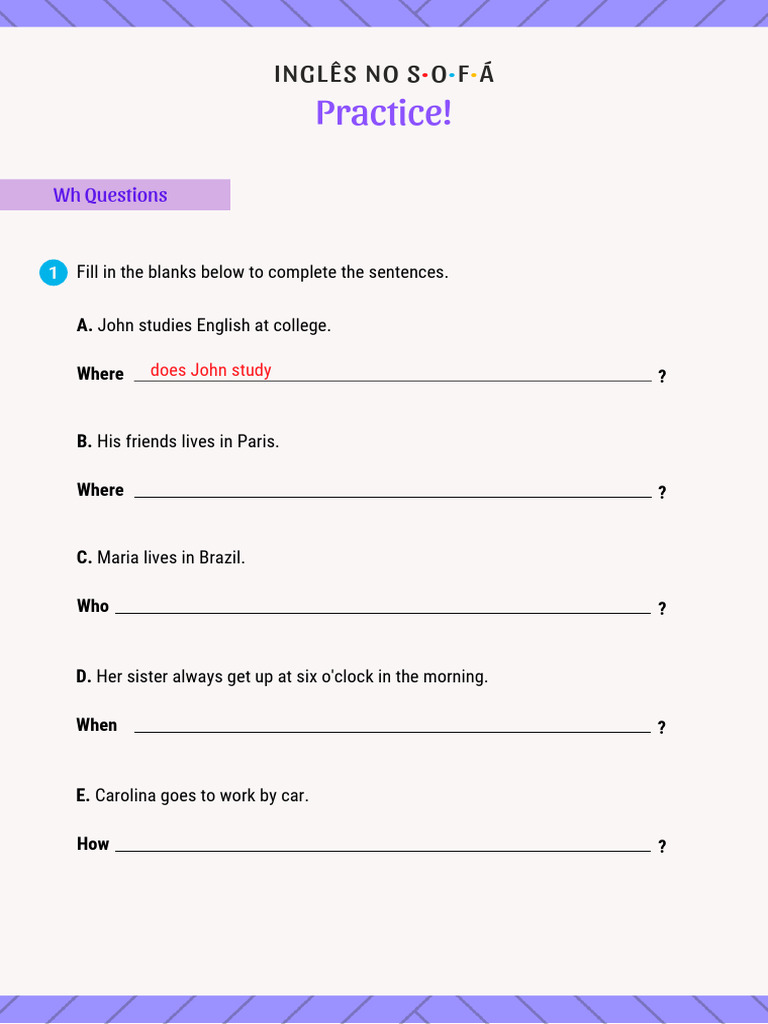 Exercise WH Questions | PDF
