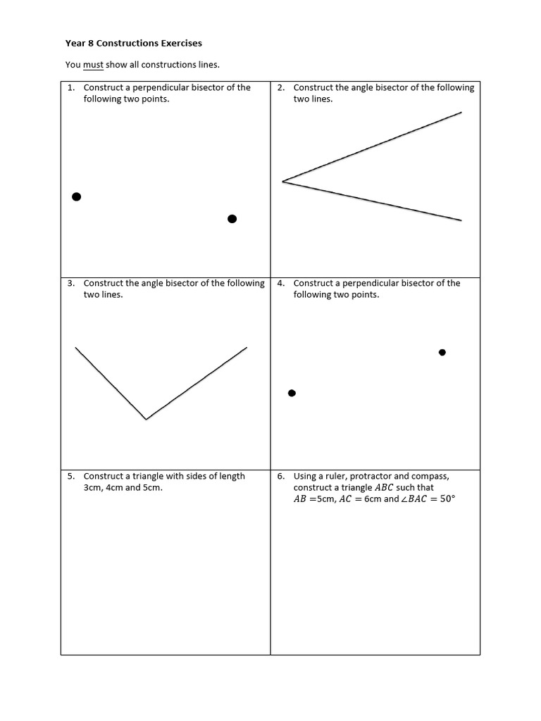 Year 8 Geometry Construction Exercises | PDF