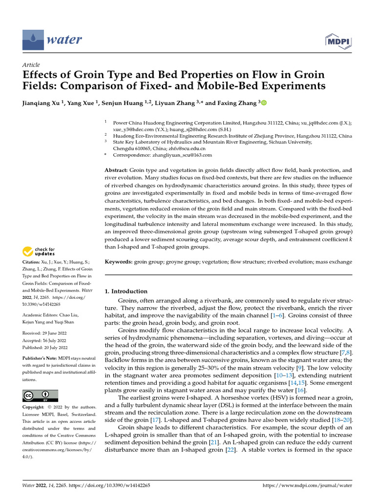 Effects of Groin Type and Bed Properties On Flow in Groin | PDF ...