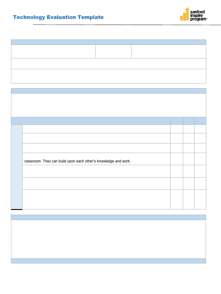Filled Technology Evaluation Form | PDF | Critical Thinking | Learning