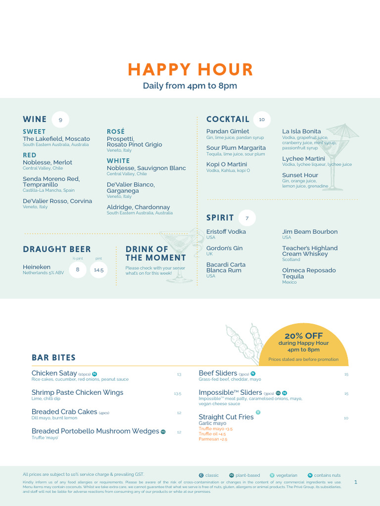 Happy Hour Drink Menu and Specials | PDF | Drink
