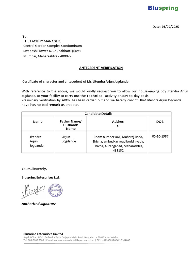 Undertaking Letter Jitendra | PDF
