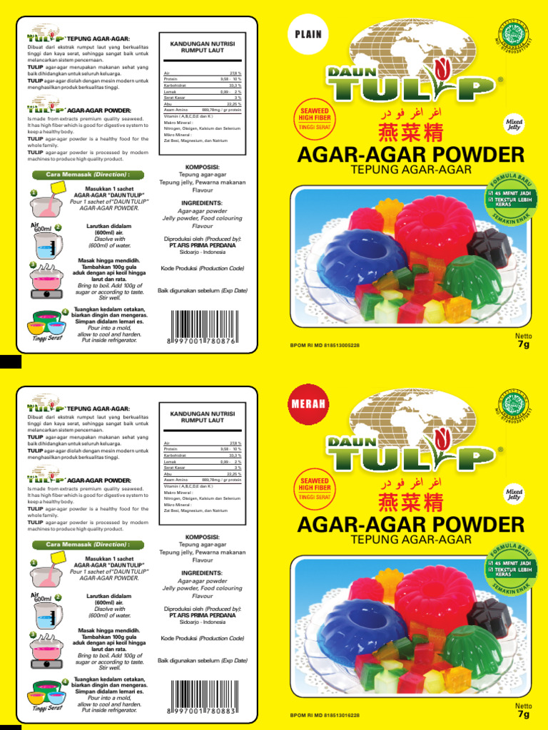 AGAR AGAR DAUN TULIP Mix Jelly & Cincau Revisi | PDF