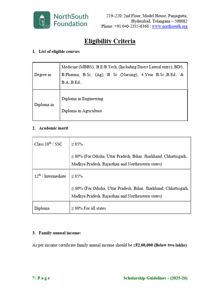 NSF Scholarship Guidelines Academic Year 2025-26 | PDF | Educational Stages | Qualifications