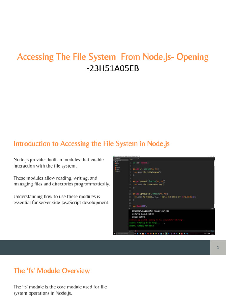 Accessing The File System From Node - Js - Opening With Some Code ...