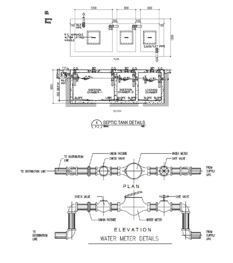 07 - Plumbing Drawings (Septic Tank and Water Meter Details) 2 | PDF