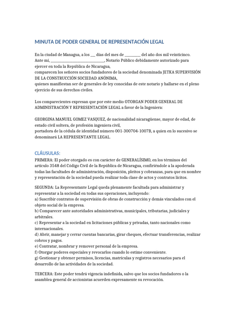 Poder General para Representación Legal | PDF