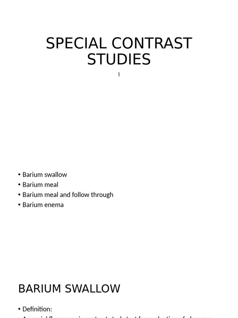 Barium Contrast Studies Overview | PDF