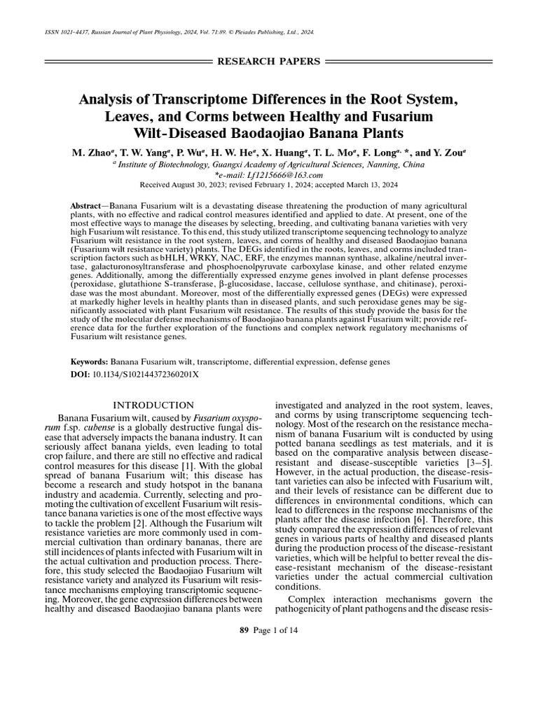 Analysis of Transcriptome Differences in The Root System, Leaves, and ...